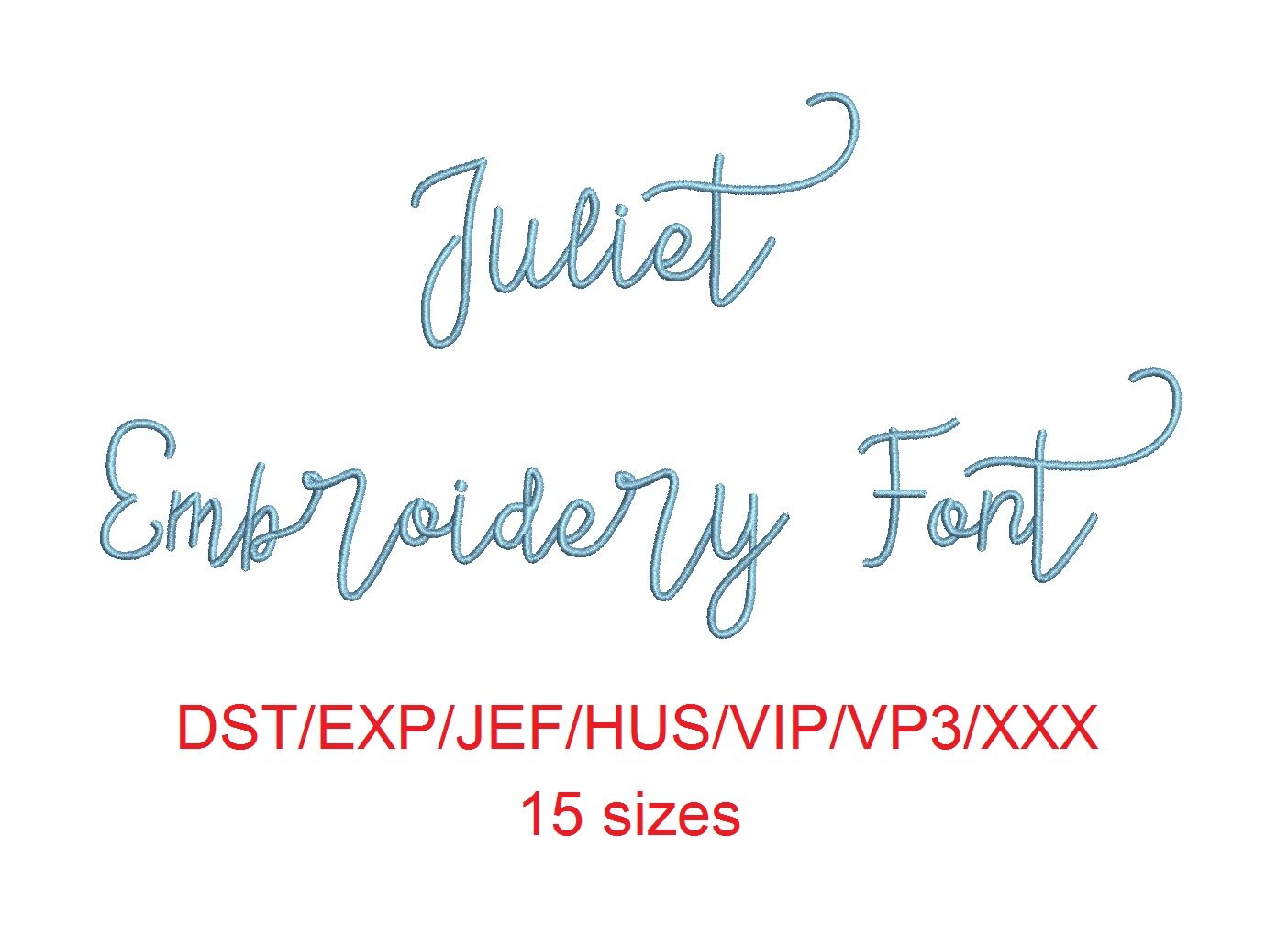 Juliet Script Embroidery Font Dst/exp/jef/hus/vip/vp3/xxx 15 | Etsy