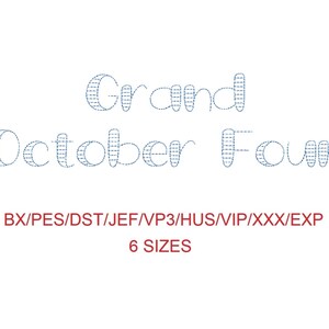 Grand October Four Bean Stitch Machine Embroidery Font 6 Sizes (SNAS ...