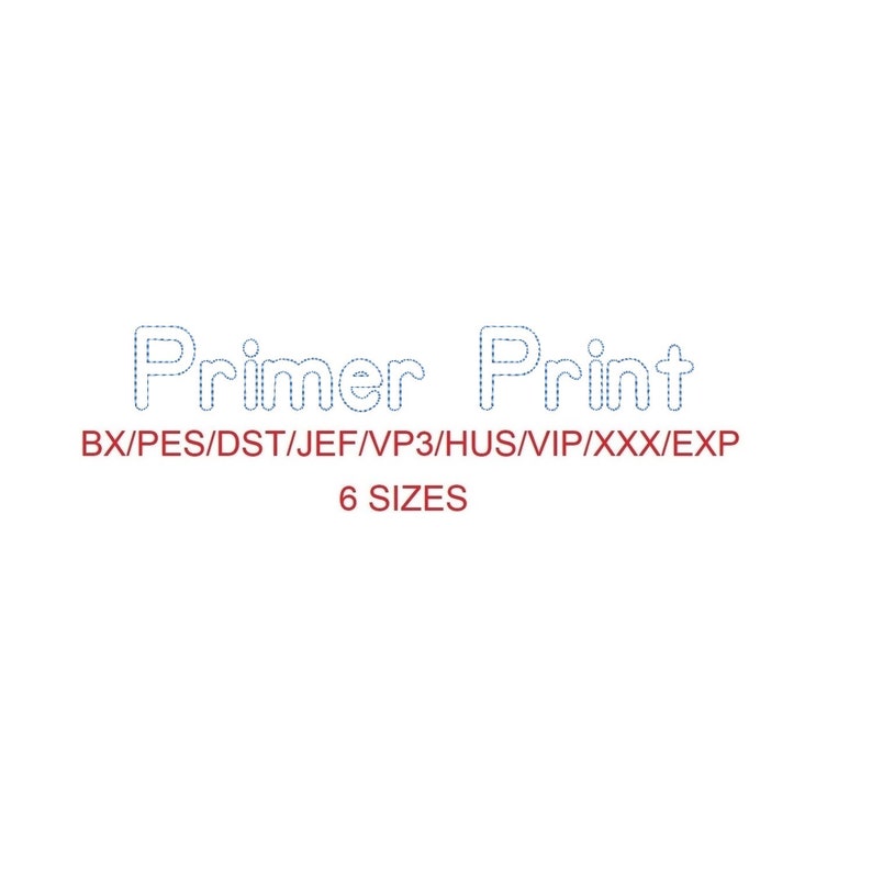Primer Print™ Bean Stitch Outline Machine Embroidery Font 6 Sizes (RLA ...