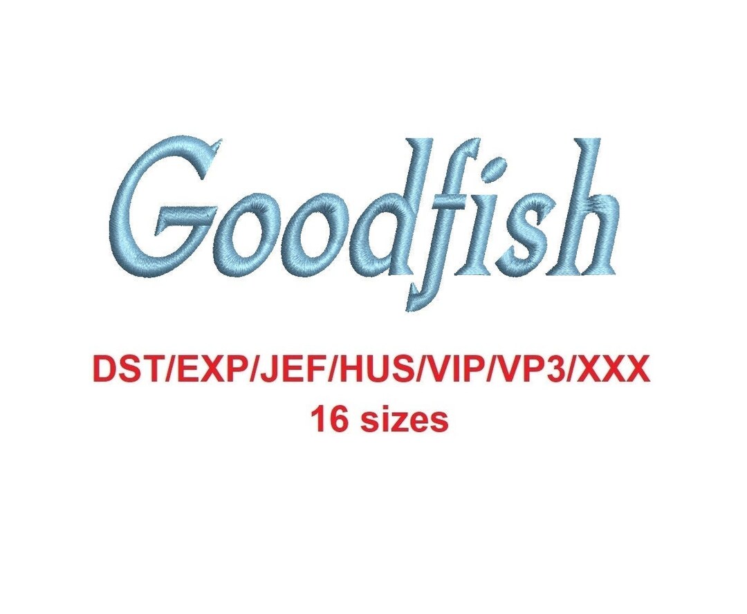 Goodfish™ Block Embroidery Font Dst/exp/jef/hus/vip/vp3/xxx 16 Sizes ...