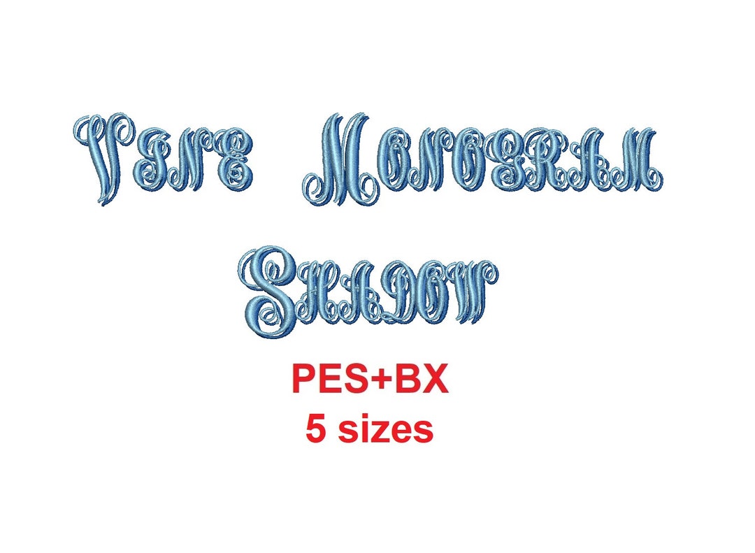 Vine Monogram Shadow Embroidery Font Formats Bx + Pes, Sizes 0.50 (1/2 ...