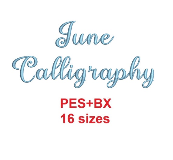 June Calligraphy Script Embroidery Font Formats PESBX 16 | Etsy
