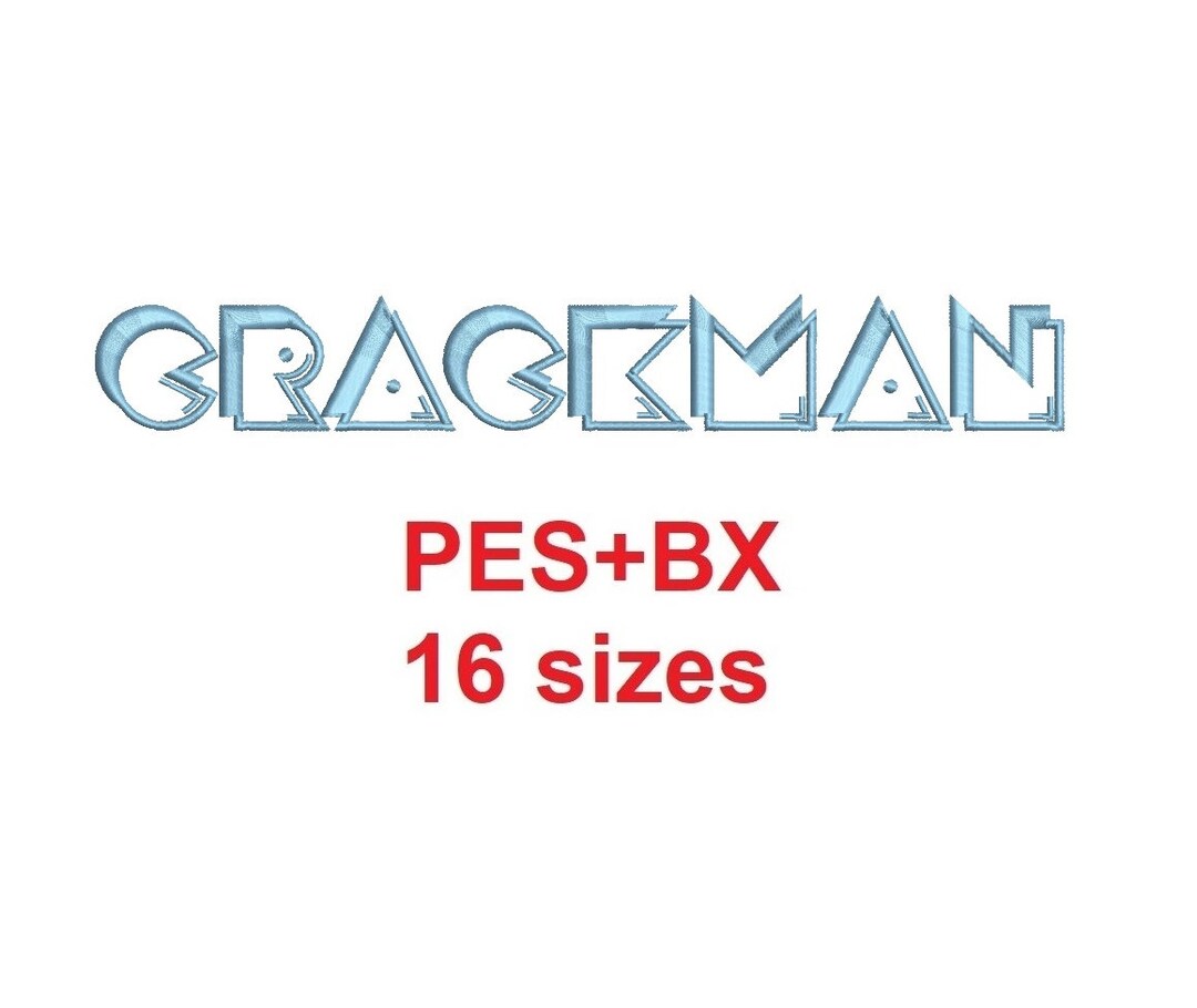 Crackman™ Fancy Block Embroidery Font Formats PES+BX 16 Sizes French ...
