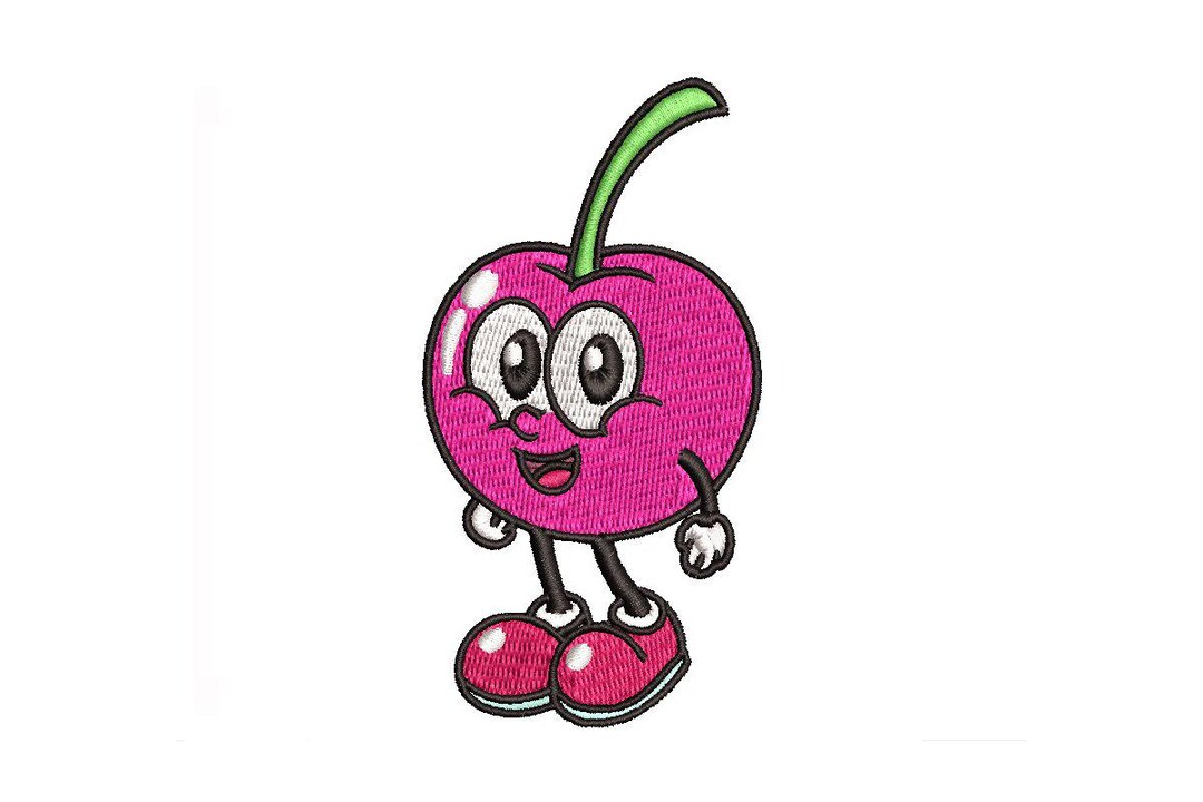 Jolly Pink Cherry With Eyes Embroidery Design - Etsy