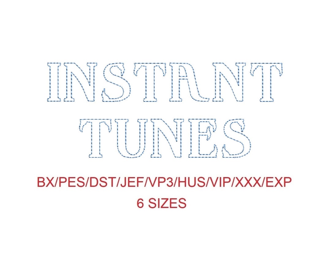 Instant Tunes Bean Stitch Outline Machine Embroidery Font 6 Sizes - Etsy