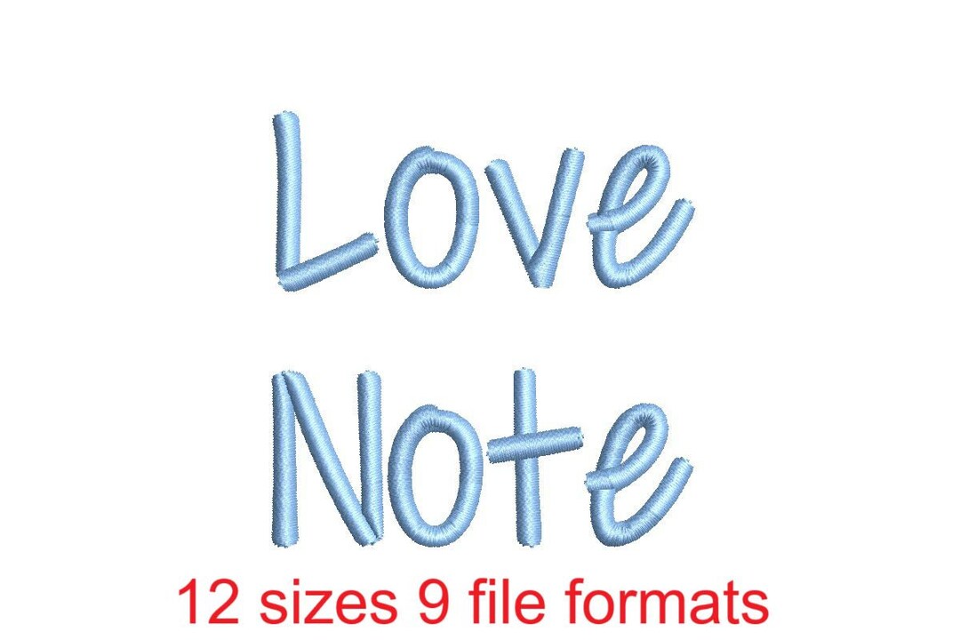 Love Note Embroidery Font - 12 Sizes and 9 File Formats - Etsy