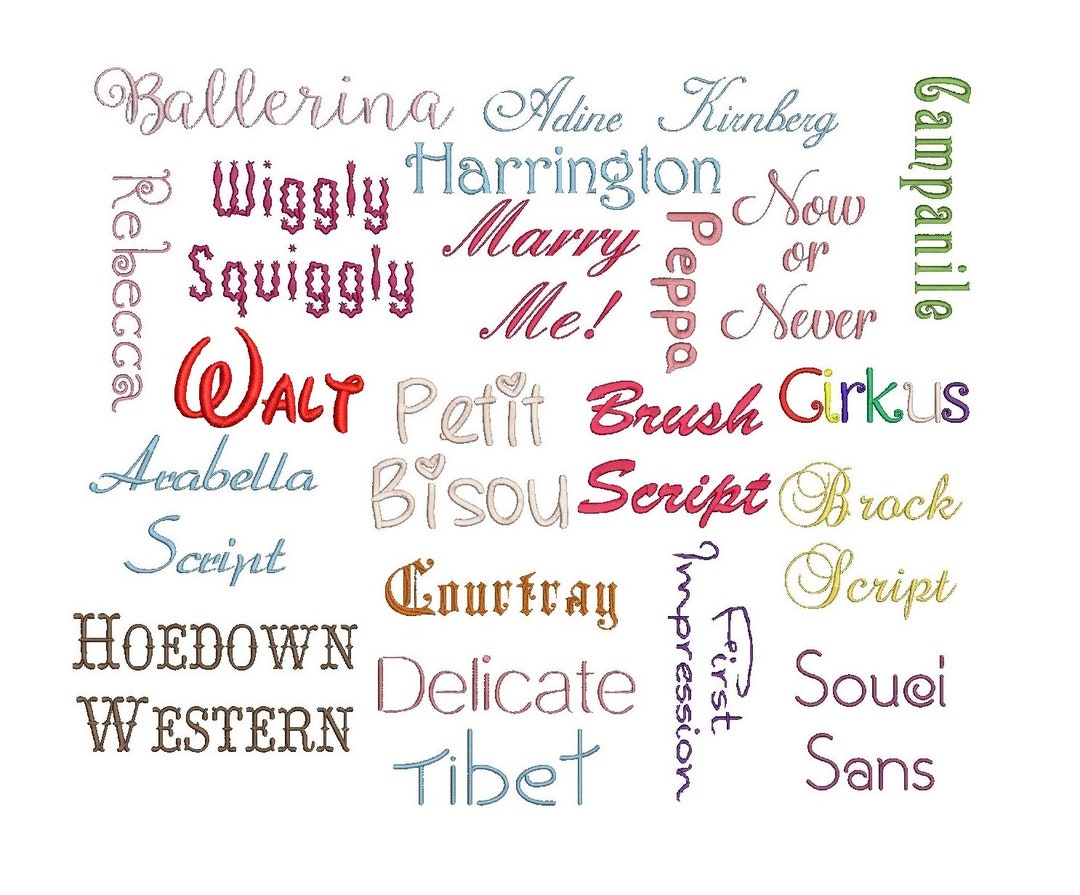 50 Embroidery Fonts Bestsellers: PES Format (instant Download) - Etsy