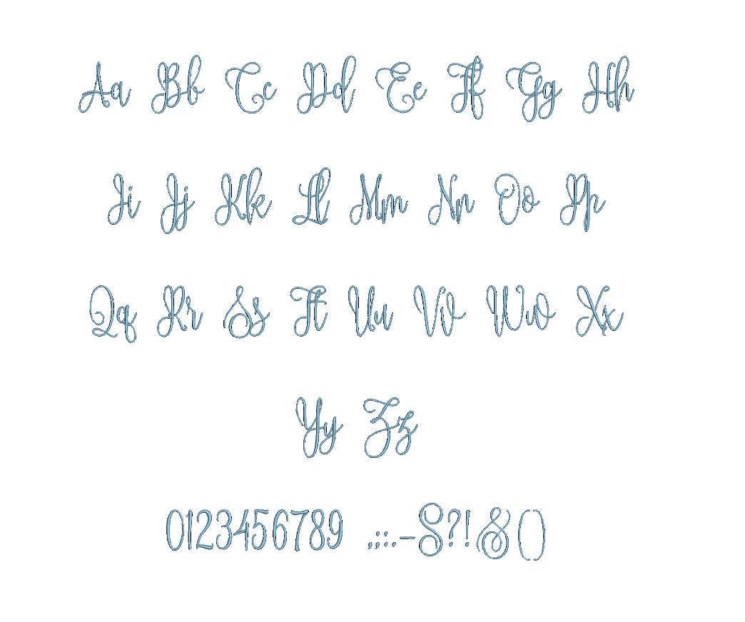 Brooke Script Embroidery Font PES Format 15 Sizes 0.25 1/4 - Etsy