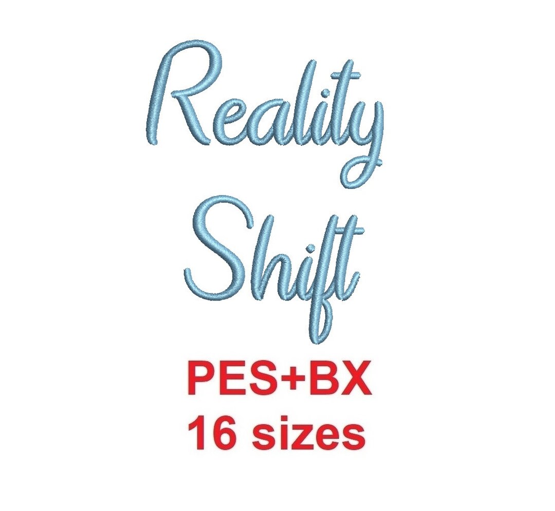 Reality Shift Script Embroidery Font Formats PES+BX 16 Sizes French and ...