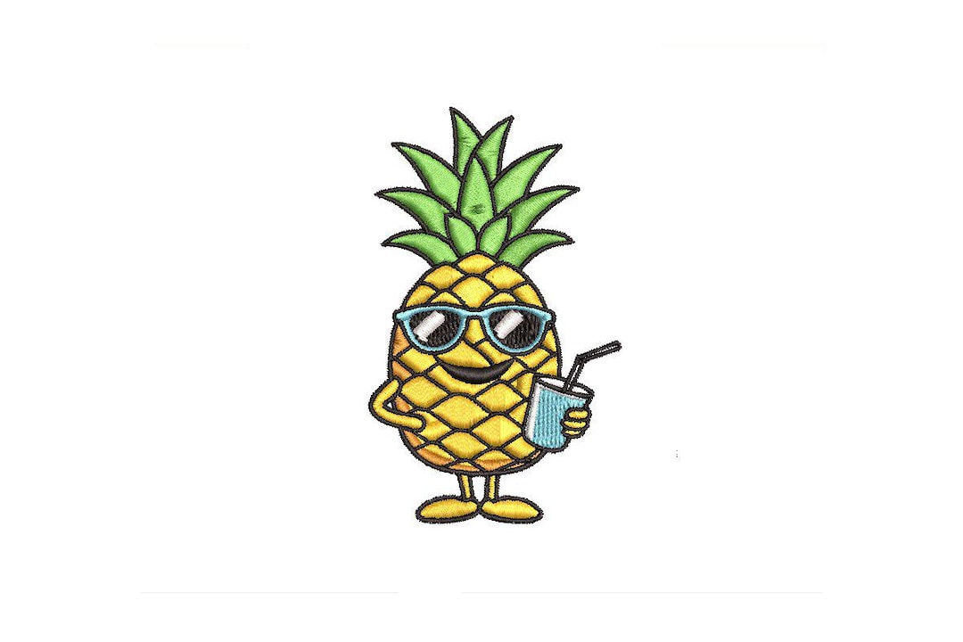 Jolly Pineapple Drinking Embroidery Design - Etsy