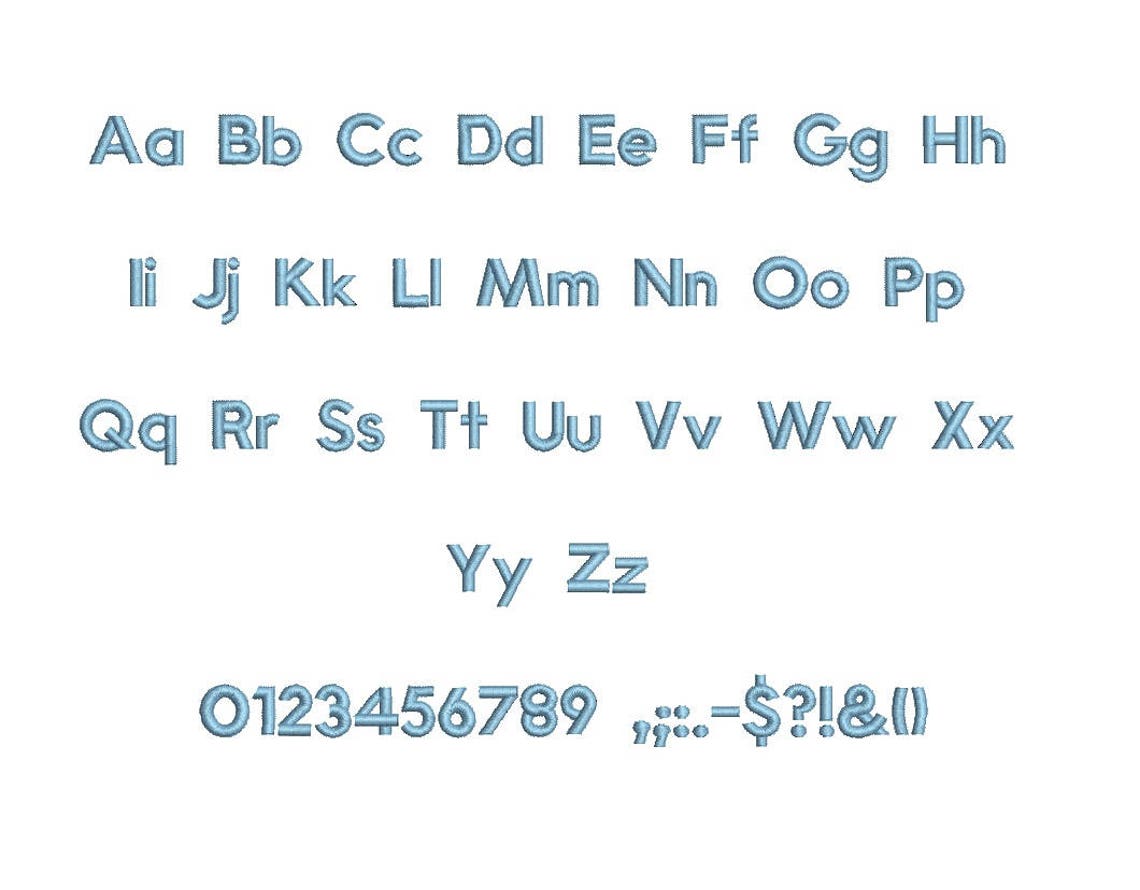Mini Block Embroidery Font PES Format 15 Sizes 0.25 (1/4), 0.5 (1/2), 1 ...