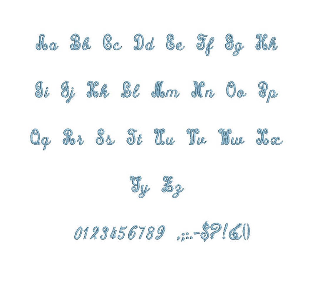 Upright Script Embroidery BX Font Sizes 0.25 1/4 0.50 | Etsy