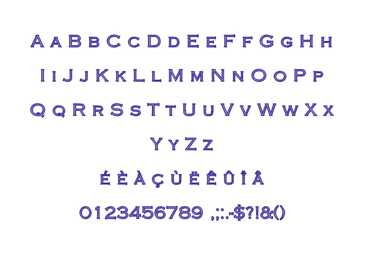 Copperplate Outline 2 Colors Embroidery Font Formats PES+BX 5 Sizes - Etsy