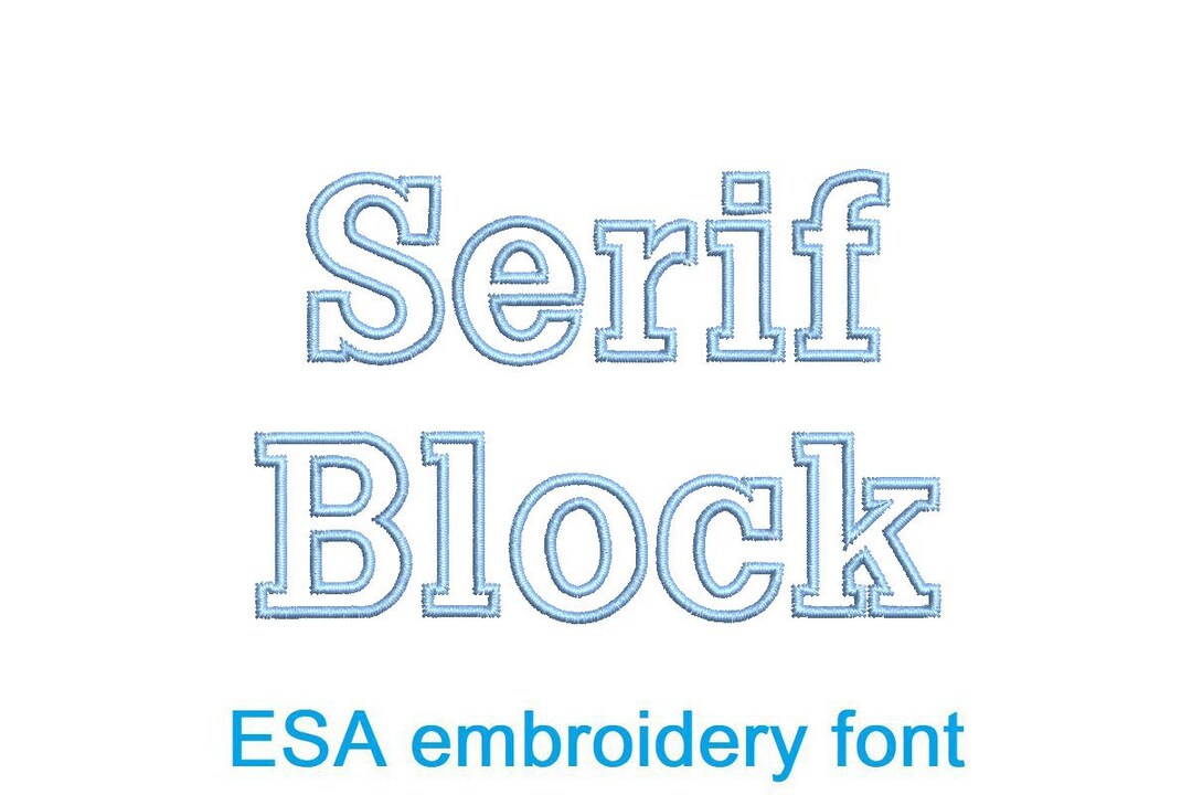 Serif Block Satin Outline ESA Embroidery Font - Etsy