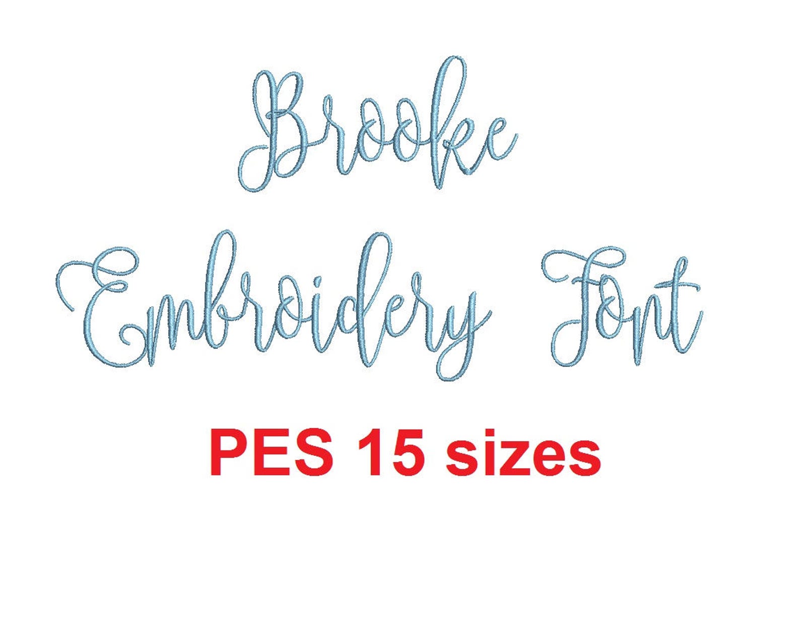 Brooke Script Embroidery Font PES Format 15 Sizes 0.25 1/4 - Etsy