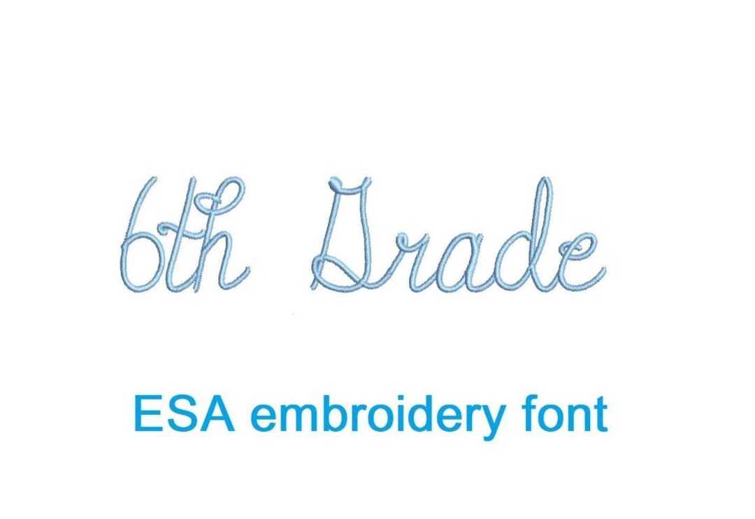 6th Grade ESA Embroidery Font - Etsy