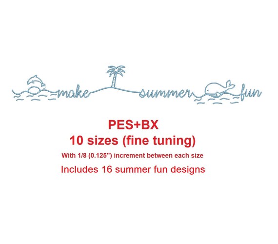 Make Summer Fun Embroidery Font With Fun Designs PESBX 10 | Etsy