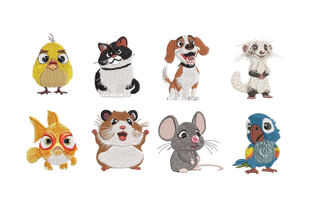 Cartooned Pets Embroidery Designs With Commercial License - Etsy