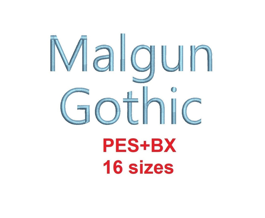 Malgun Gothic™ Block Embroidery Font Formats PES+BX 16 Sizes French and ...