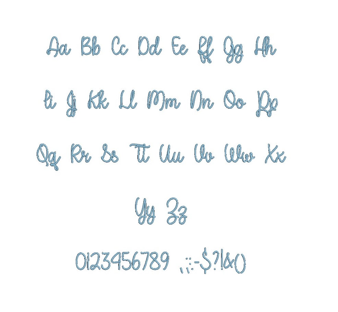 A Perfect Place Embroidery BX Font Sizes 0.25 (1/4), 0.50 (1/2), 1, 1.5 ...