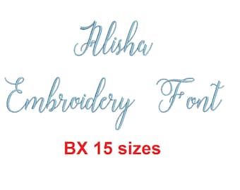 Brush Script Embroidery BX Font Sizes 0.25 1/4, 0.50 1/2, 1, 1.5, 2, 2. ...