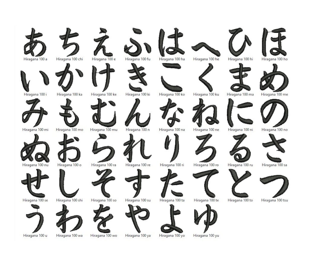 Hiragana Japanese Embroidery Font PES 5 Sizes - Etsy