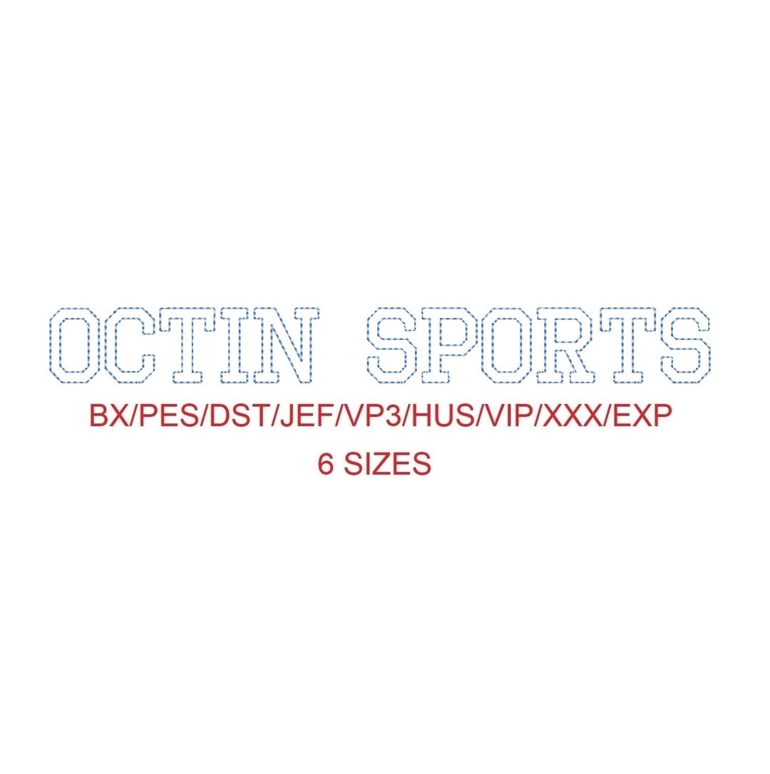 Octin Sports™ Bean Stitch Outline Machine Embroidery Font 6 Sizes (RLA ...