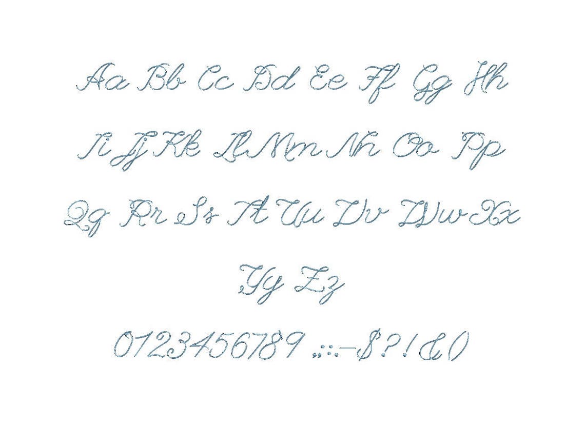 Pretty Slim Script embroidery font formats bx which converts | Etsy