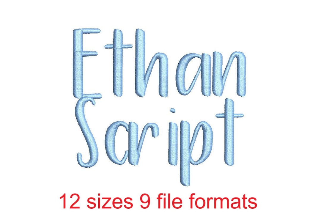 Ethan Script Embroidery Font - 12 Sizes and 9 File Formats - Etsy