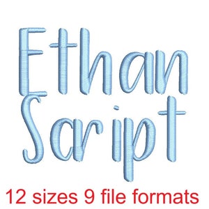 Ethan Script Embroidery Font - 12 Sizes and 9 File Formats - Etsy