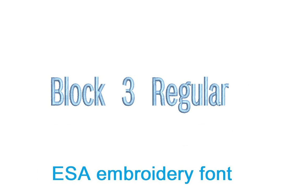 Block 3 Regular ESA Embroidery Font - Etsy