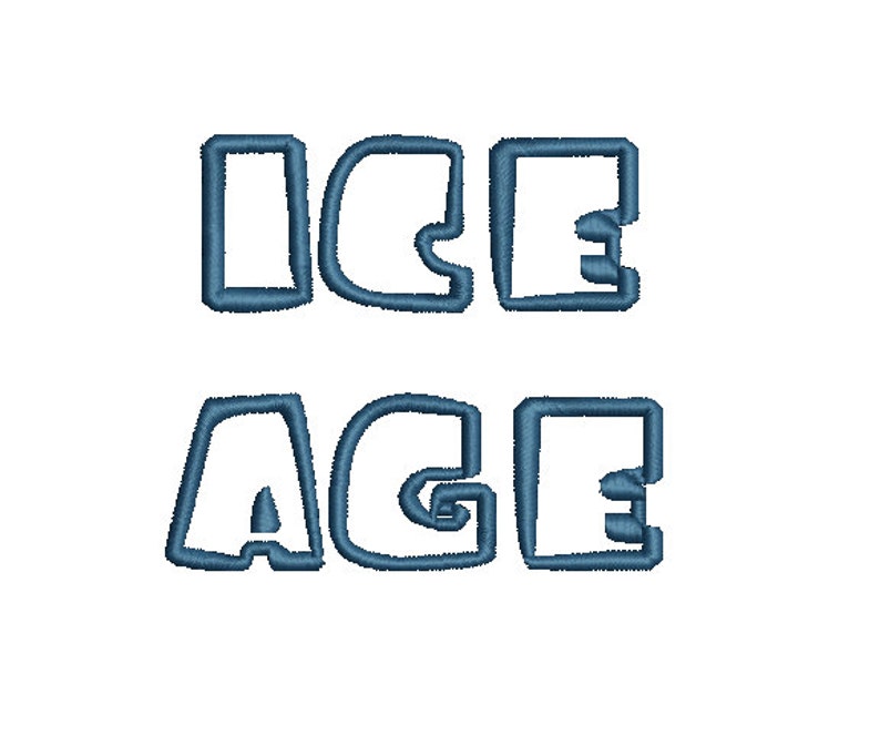 Ice Age Embroidery Font Formats Bx, Dst, Exp, Pes, Jef and Xxx, Sizes 1 ...