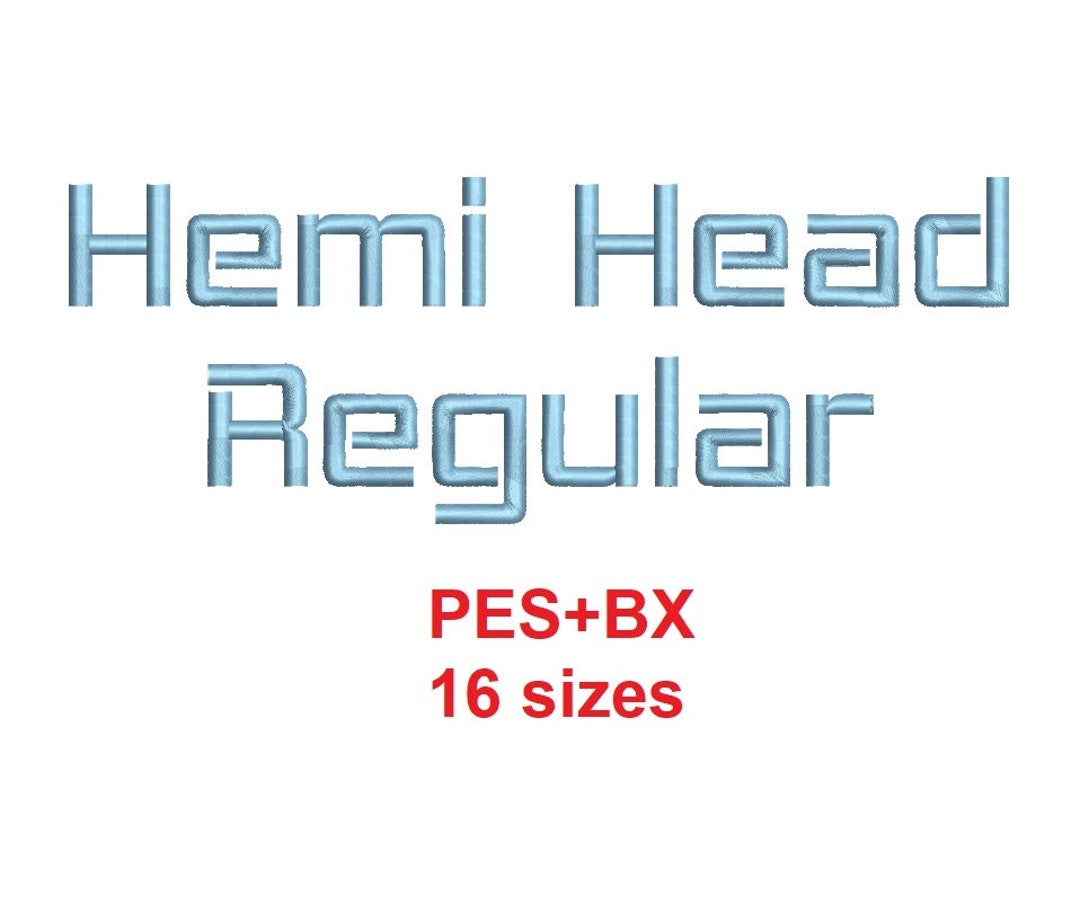Hemi Head Regular™ Block Embroidery Font Formats PES+BX 16 Sizes French ...