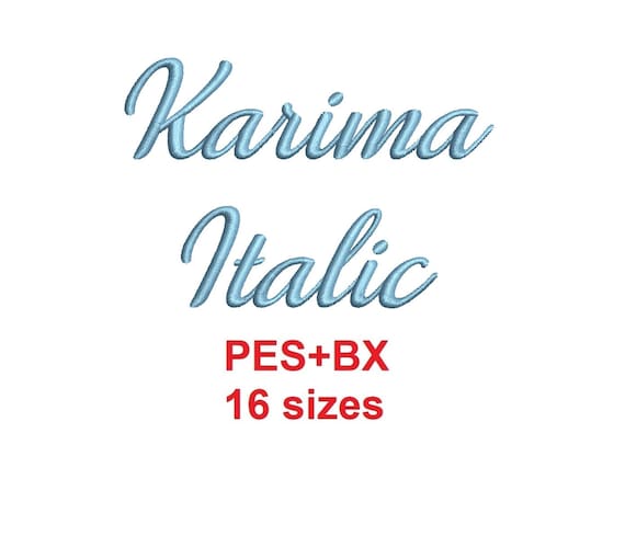 Karima Italic Embroidery Font Formats PESBX 16 Sizes French - Etsy