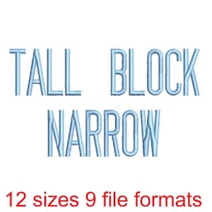 Tall Block Narrow Embroidery Font - 12 Sizes and 9 File Formats - Etsy