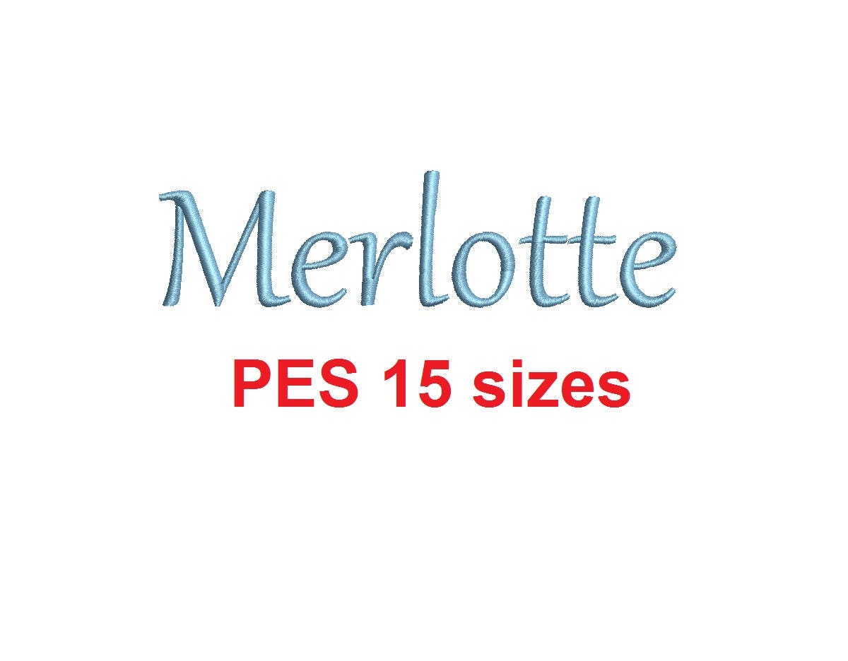 Merlotte Embroidery Font PES Format 15 Sizes 0.25 (1/4), 0.5 (1/2), 1 ...