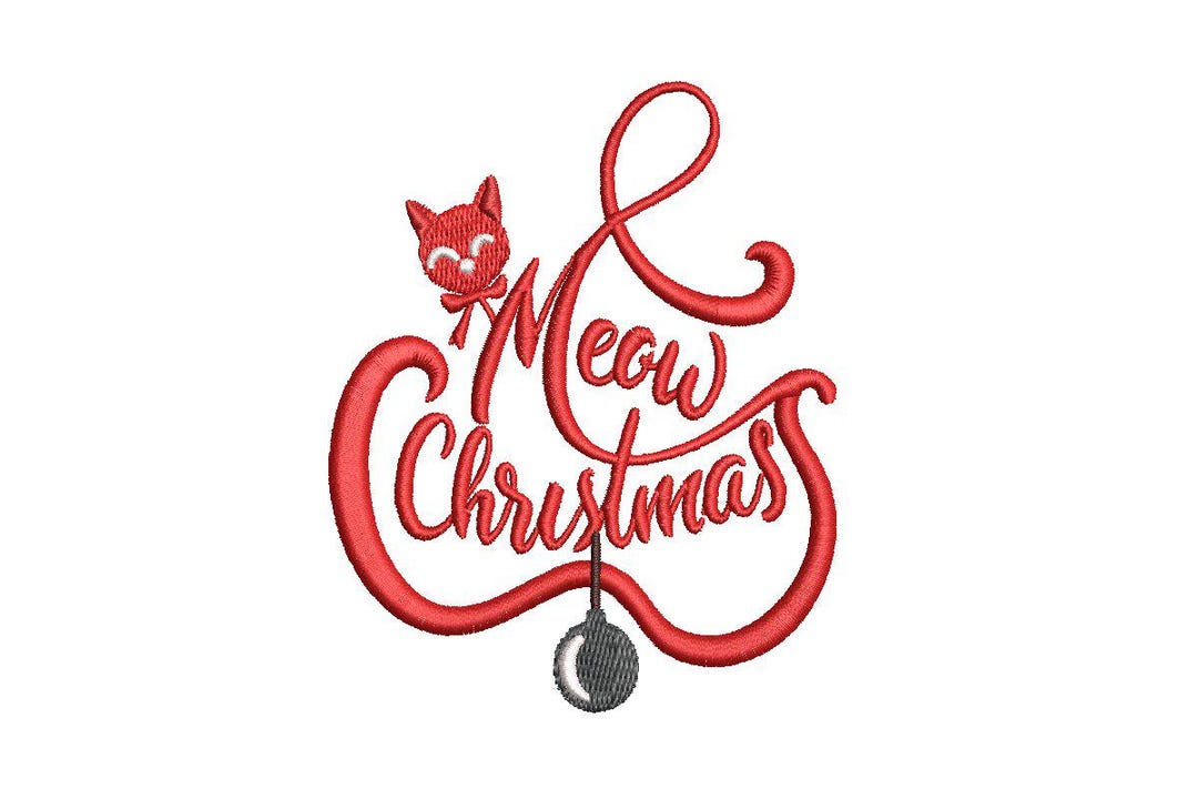 Meow Christmas Calligraphy Scripture Embroidery Design - Etsy