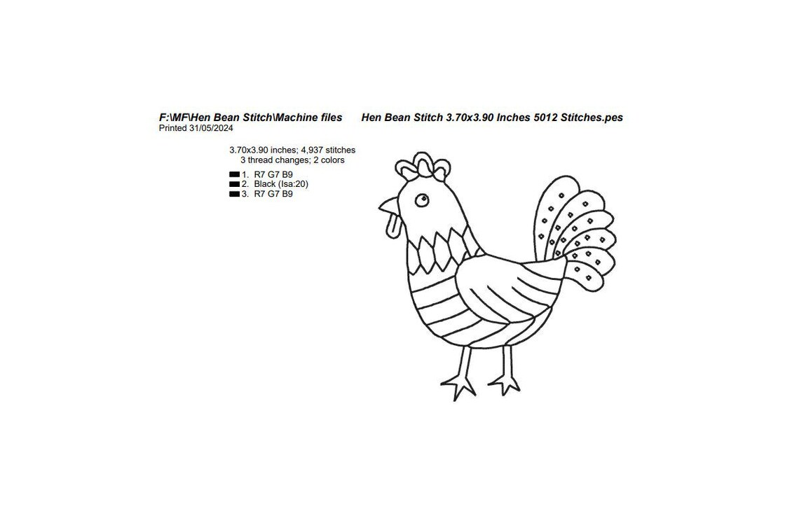 Hen Bean Stitch Embroidery Design - Etsy