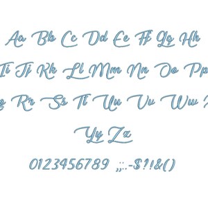 Liar Script Embroidery Font PES Format 15 Sizes 0.25 (1/4), 0.5 (1/2 ...