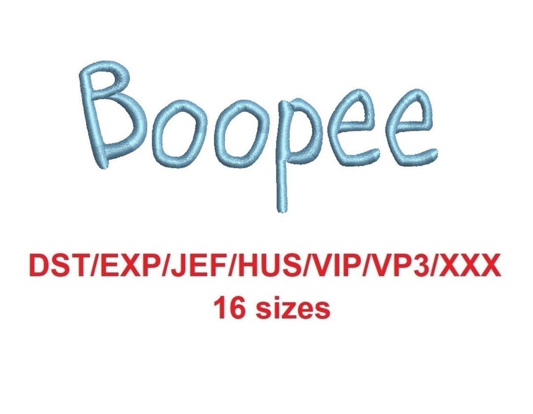 Boopee™ Fancy Embroidery Font Dst/exp/jef/hus/vip/vp3/xxx 16 Sizes ...
