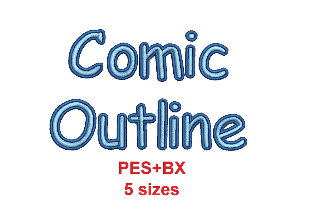 Comic Outline 2 Colors Embroidery Font Formats PES+BX 5 Sizes - Etsy