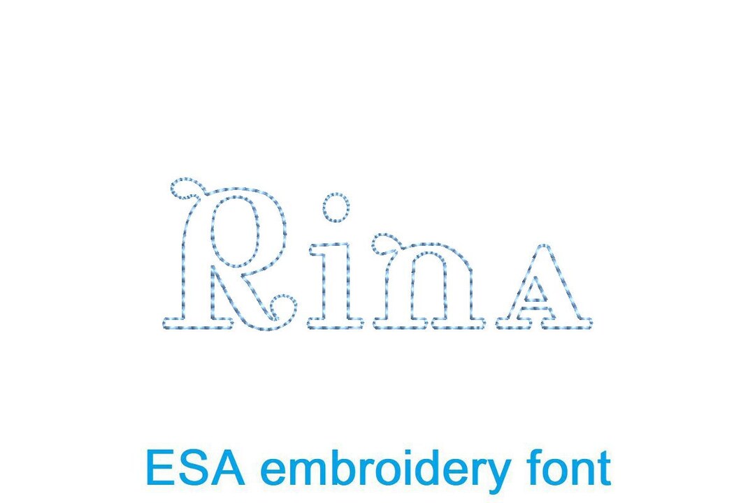 Rina Bean Outline ESA Embroidery Font - Etsy