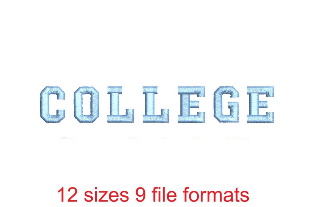 College Embroidery Font - 12 Sizes and 9 File Formats - Etsy