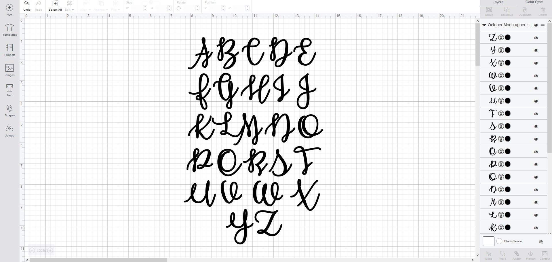 October Moon Script font svg/eps/dxf alphabet cutting files | Etsy
