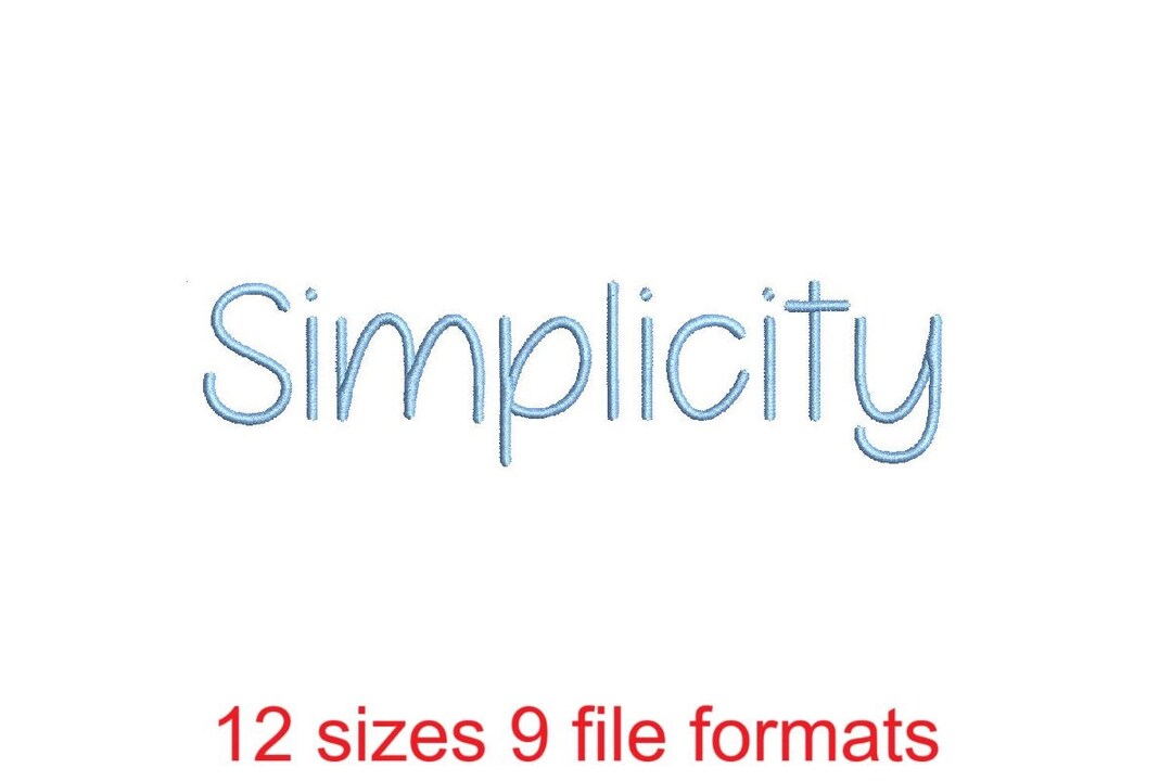 Simplicity Embroidery Font - 12 Sizes and 9 File Formats - Etsy