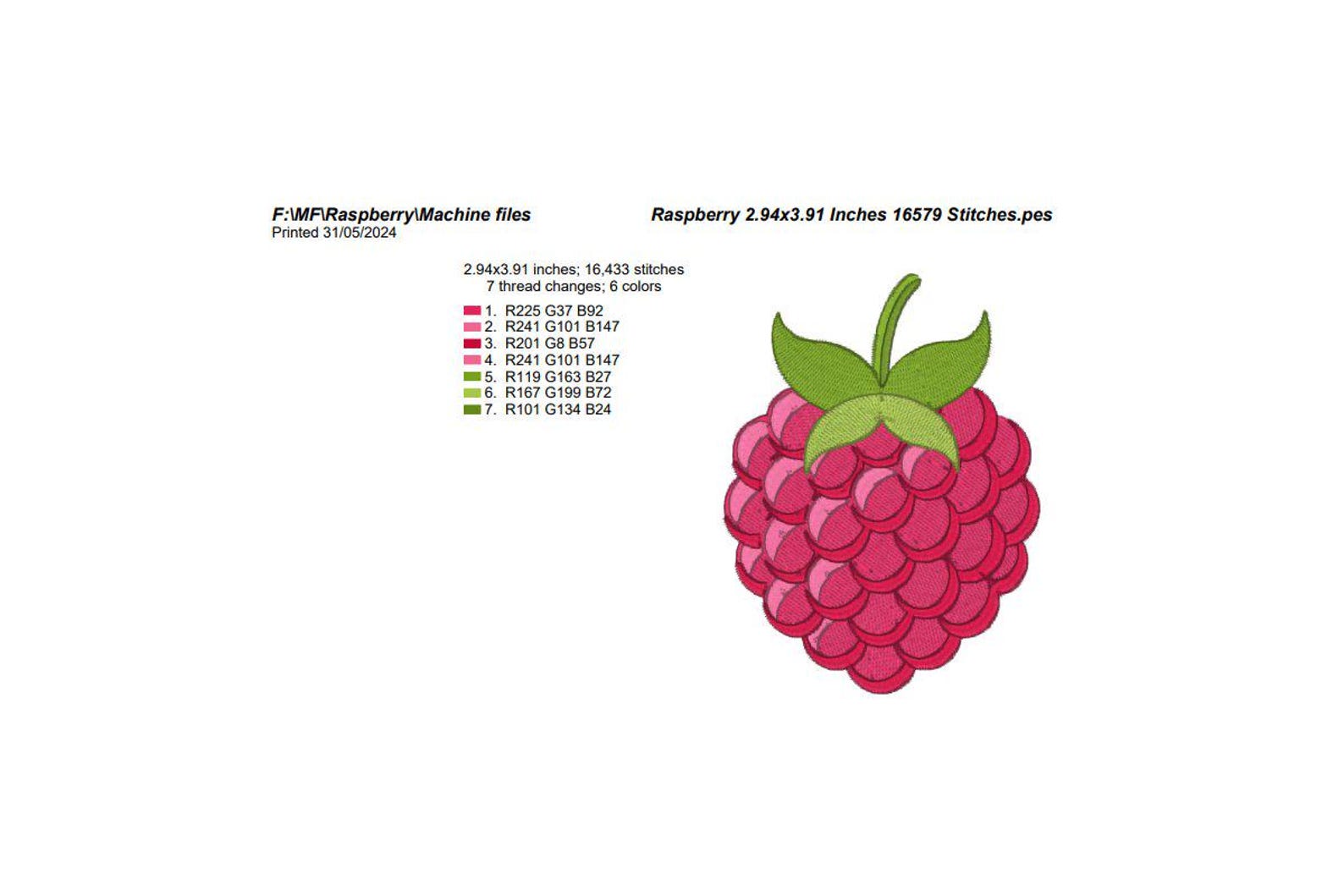 Raspberry Embroidery Design - Etsy