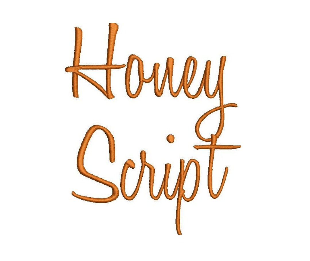 Honey Script Embroidery Font Formats Bx, Dst, Exp, Pes, Jef and Xxx ...