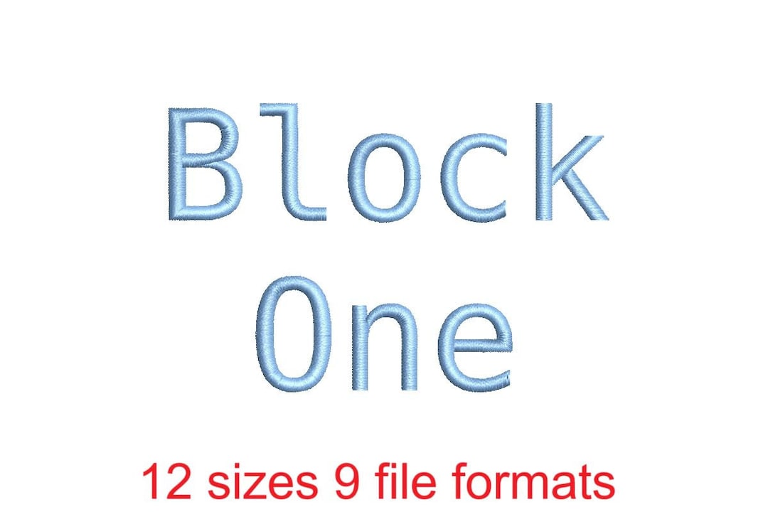 Block One Embroidery Font - 12 Sizes and 9 File Formats - Etsy