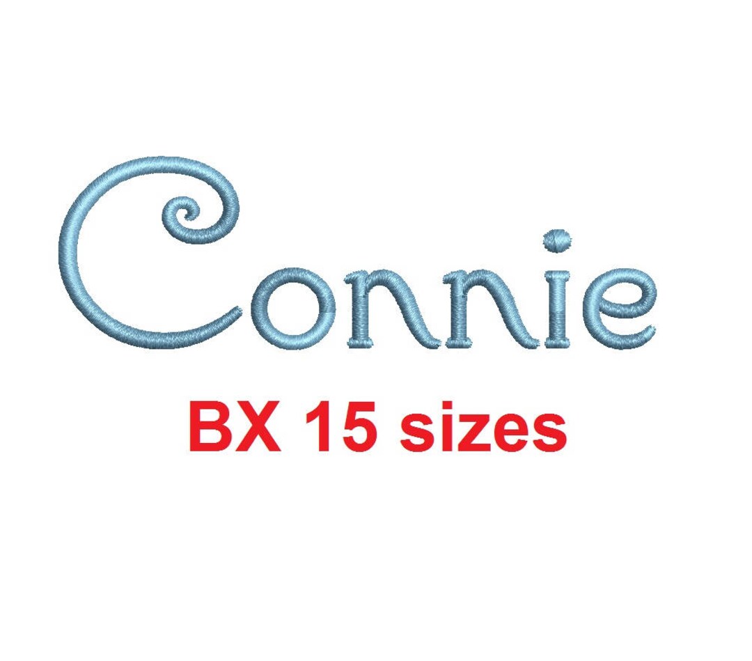 Connie Script Embroidery BX Font Sizes 0.25 (1/4), 0.50 (1/2), 1, 1.5 ...