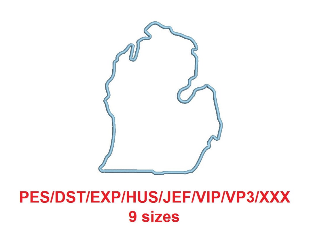 Michigan Lower Peninsula Embroidery Applique Pes/dst/exp/jef/hus/vip ...